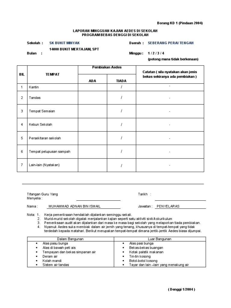 Borang Denggi KD 1 Dan 2 Pindaan 2004 | PDF