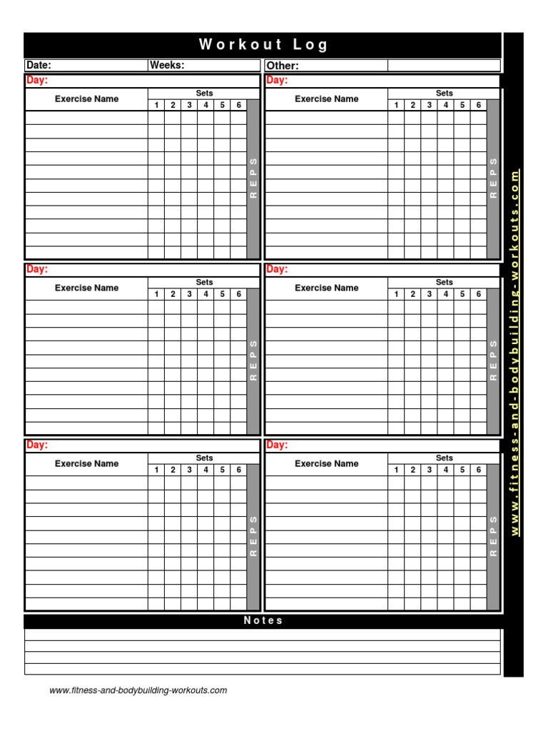 Workout Logs Sets Reps Detailed Blank PDF | PDF