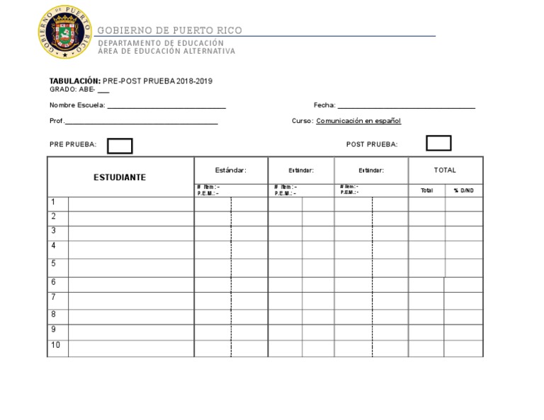Tabulación Pre-Post Prueba 2018-2019 | PDF | Negocios
