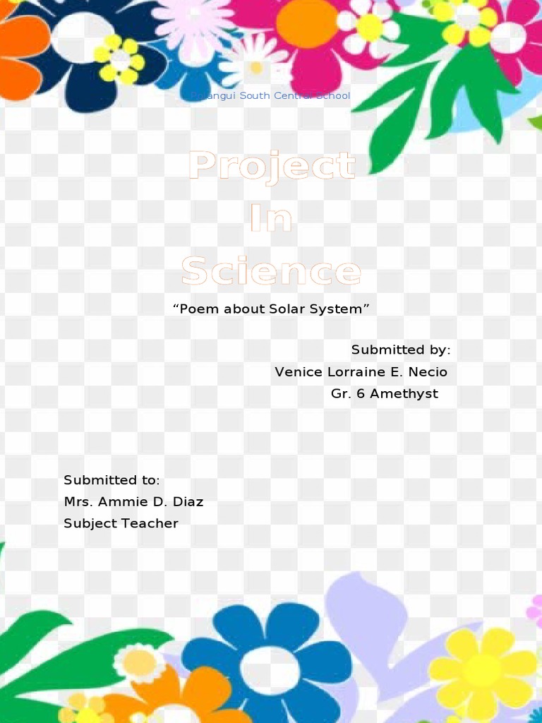 Project in Science Poem About Solar System | PDF