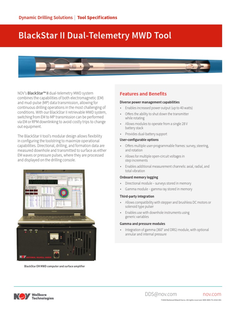 Blackstar II Dual Telemetry MWD Tool Spec Sheet PDF | PDF ...