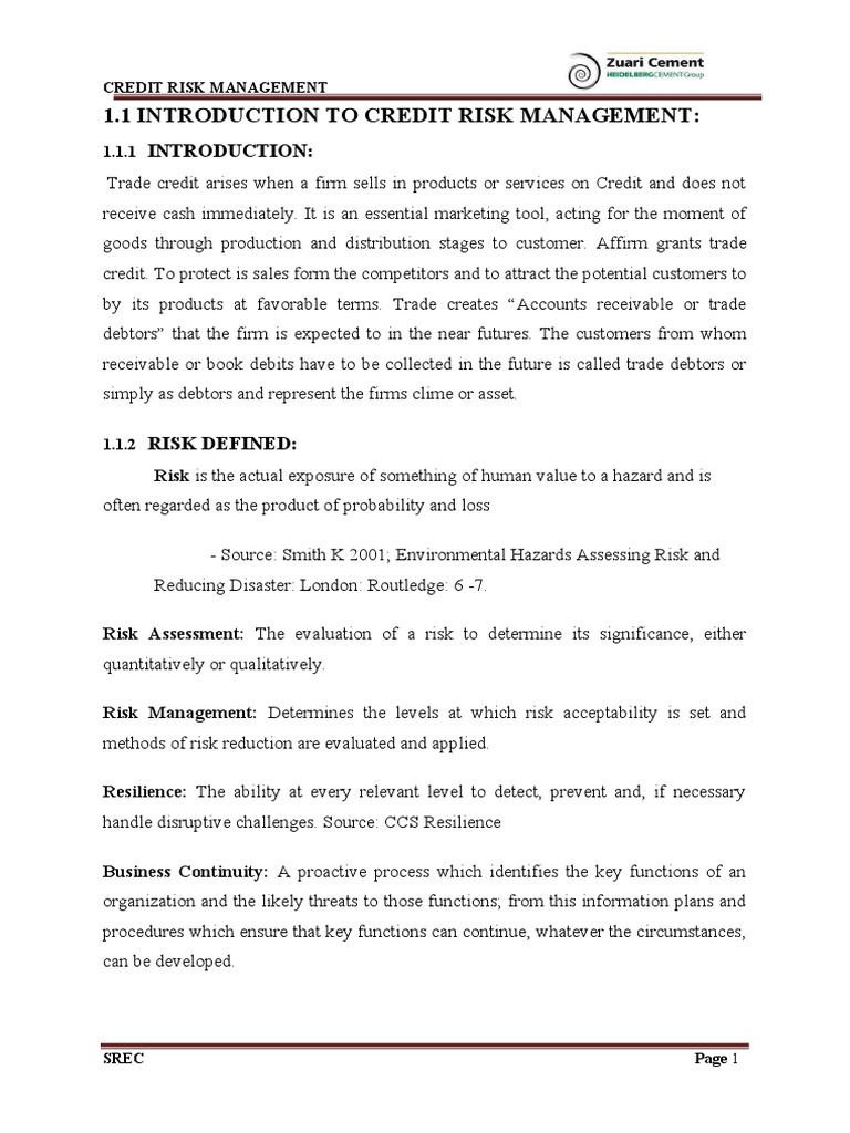 Credit Risk Management | PDF | Cement | Risk Management