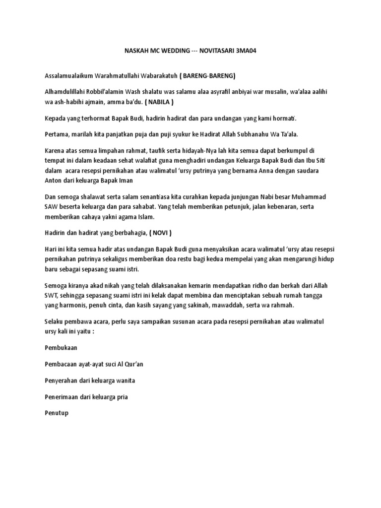 Naskah MC Wedding | PDF