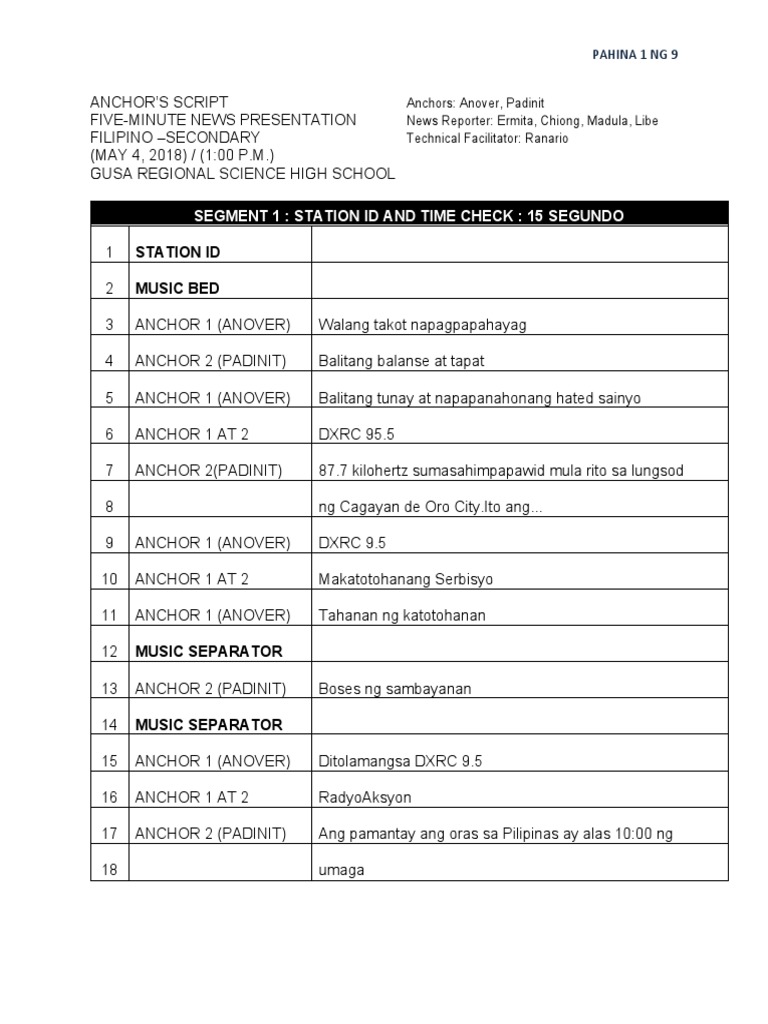Broadcasting-Script Fil | PDF