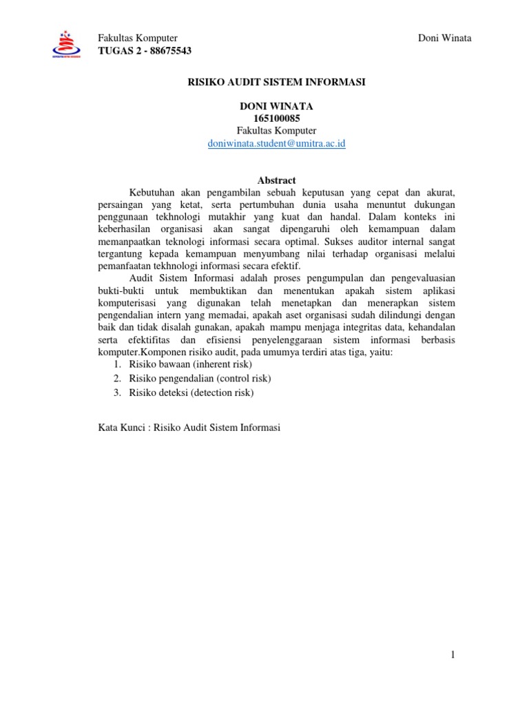 Risiko Audit Sistem Informasi | PDF