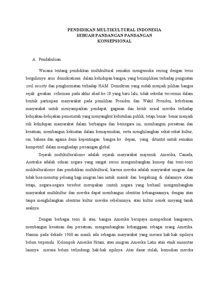KONSEPSI PENDIDIKAN MULTIKULTURAL DI INDONESIA | PDF