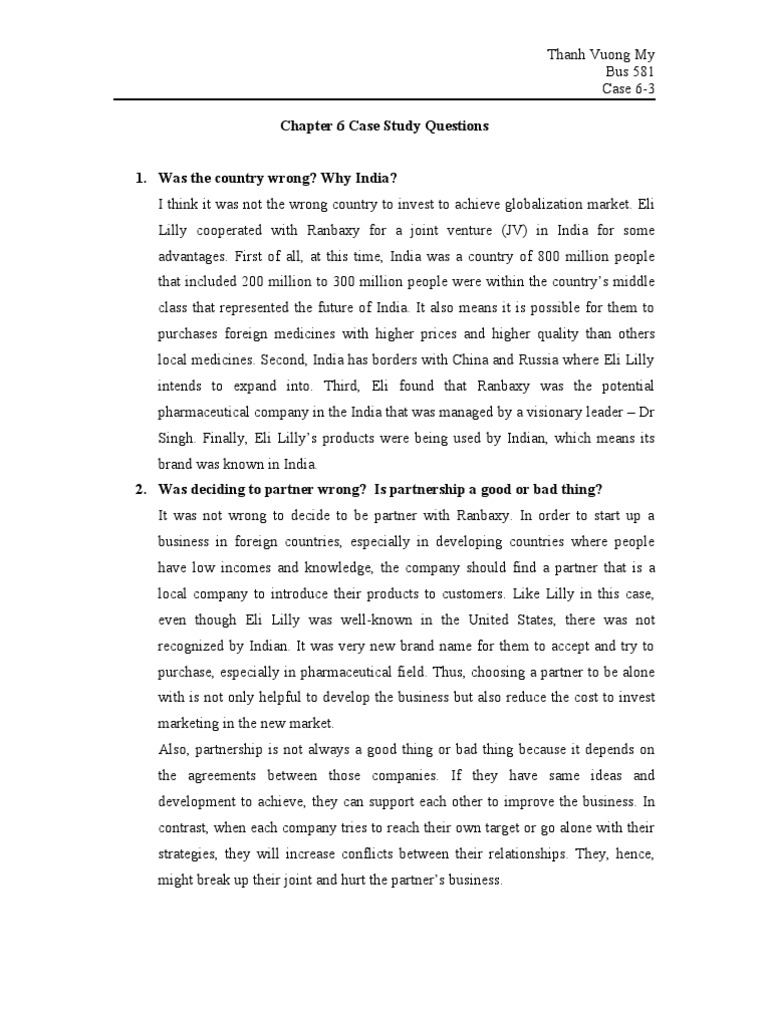 Chapter 6 Case Study Questions | PDF | Joint Venture | Innovation