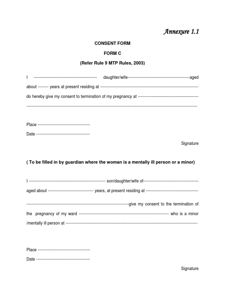 MTP Consent Form C Template | PDF