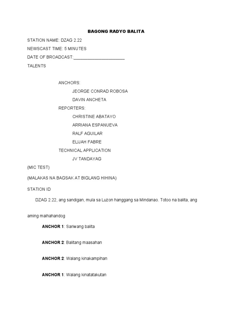 Bagong Radyo Balita | PDF