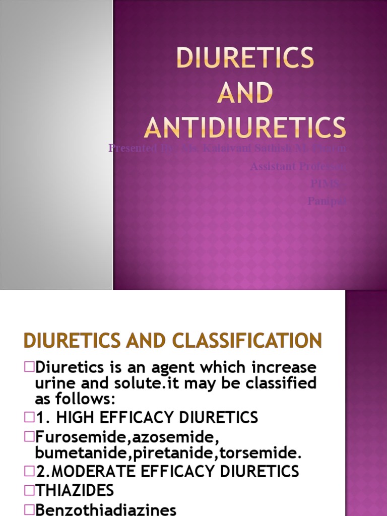 Diuretics 160418020107 | PDF | Pharmacology | Drugs