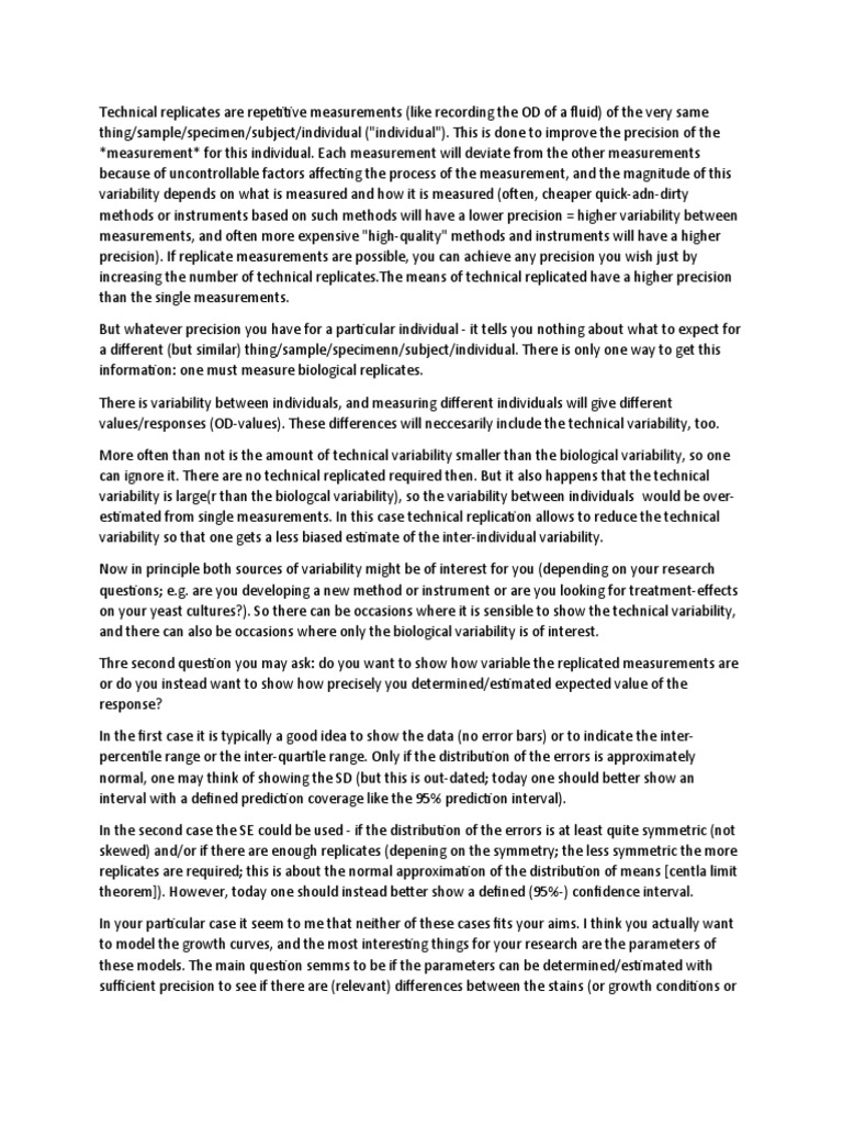 Understanding Technical Replicates | PDF | Statistical Dispersion ...