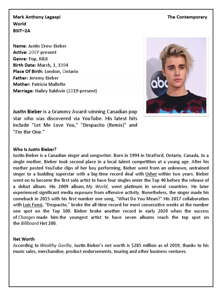 Justin Bieber | PDF | Justin Bieber | Rhythm And Blues