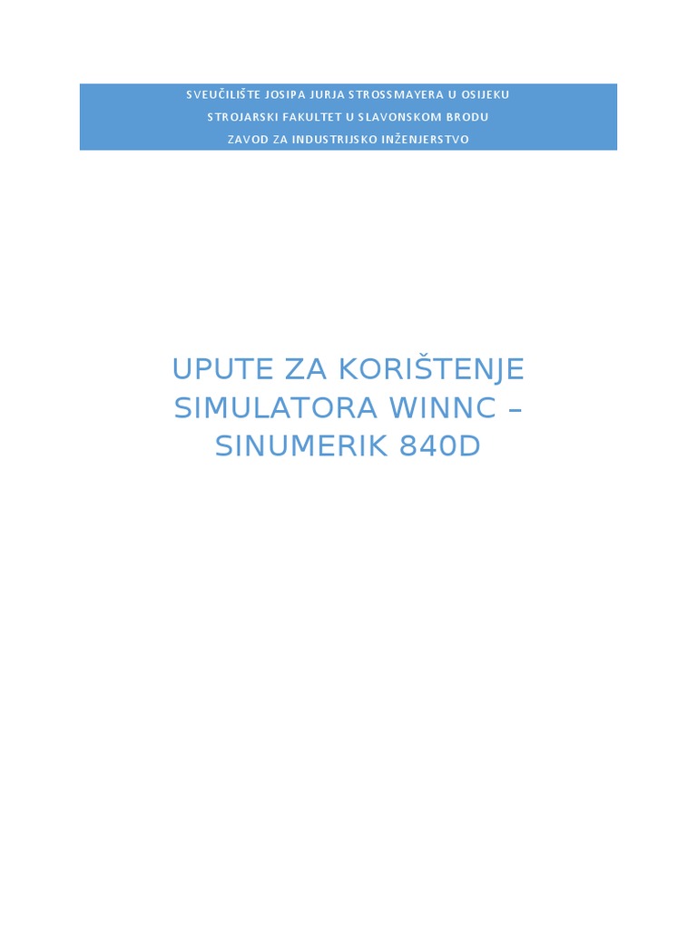 Upute Za Korištenje Simulatora WinNc | PDF