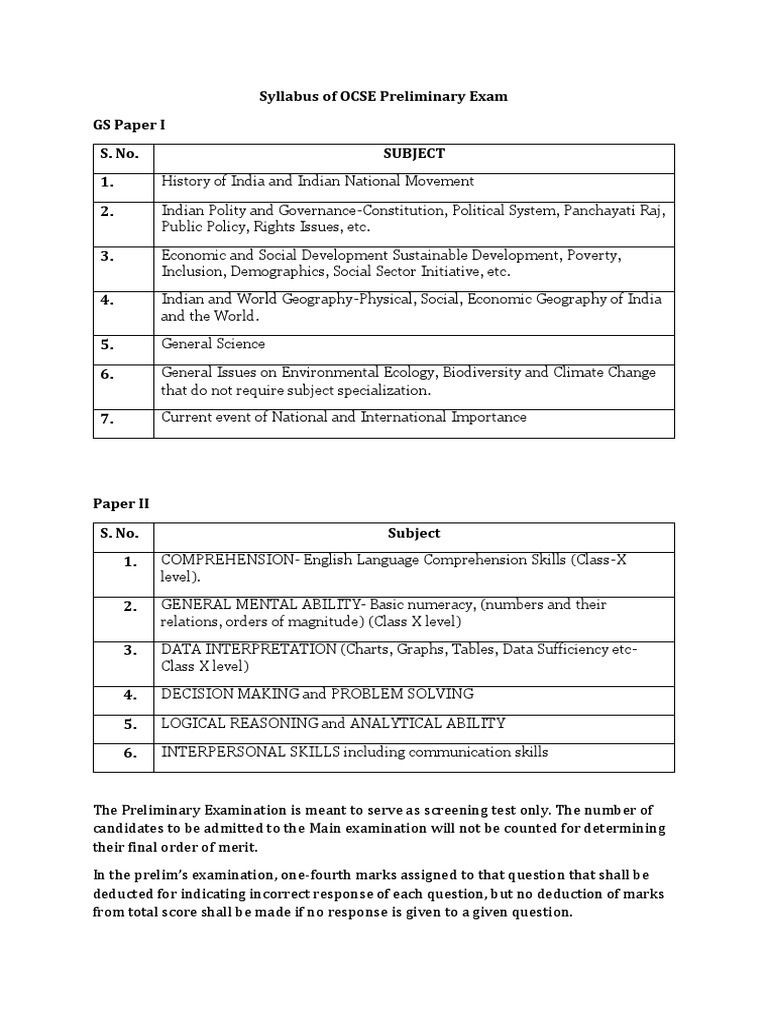 Ocse Oas 2019 20 Exam Syllabus and Pattern 18 | PDF | Test (Assessment ...