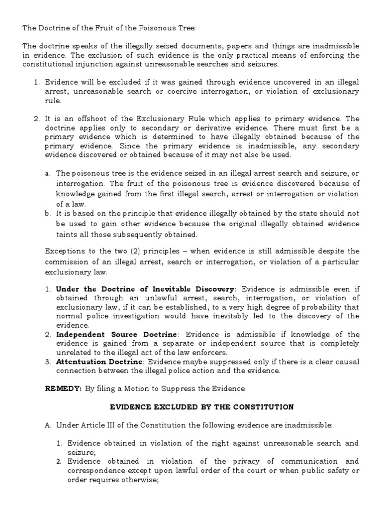 Evidence The-Doctrine-of-the-Fruit-of-the-Poisonous-Tree | PDF ...