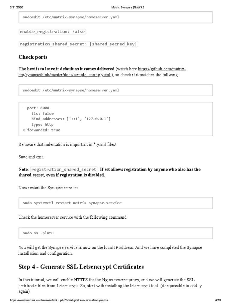 Matrix Synapse-4-6 | PDF | Transport Layer Security | Public Key ...
