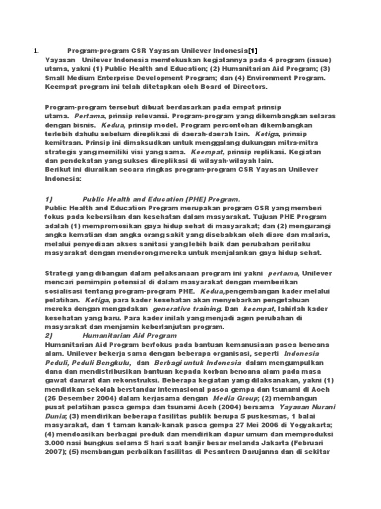 Program Unilever | PDF