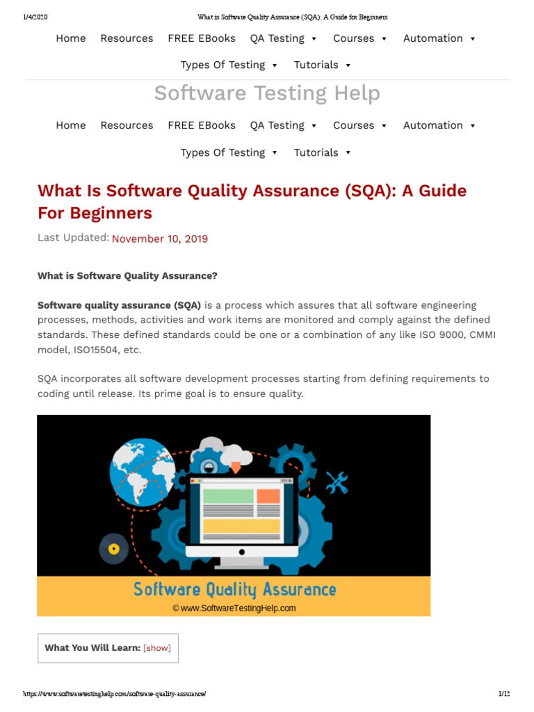 What Is Software Quality Assurance (SQA) - A Guide For Beginners | PDF ...