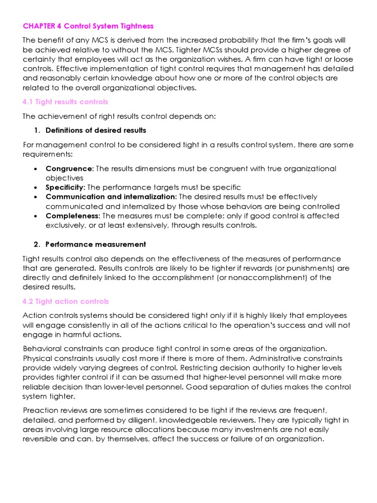 COMM414 - CHAPTER 4 Control System Tightness | PDF | Cognitive Science | Cognition