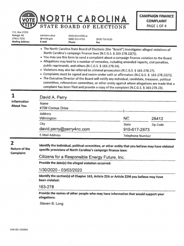 NCSBE CF Complaint | PDF