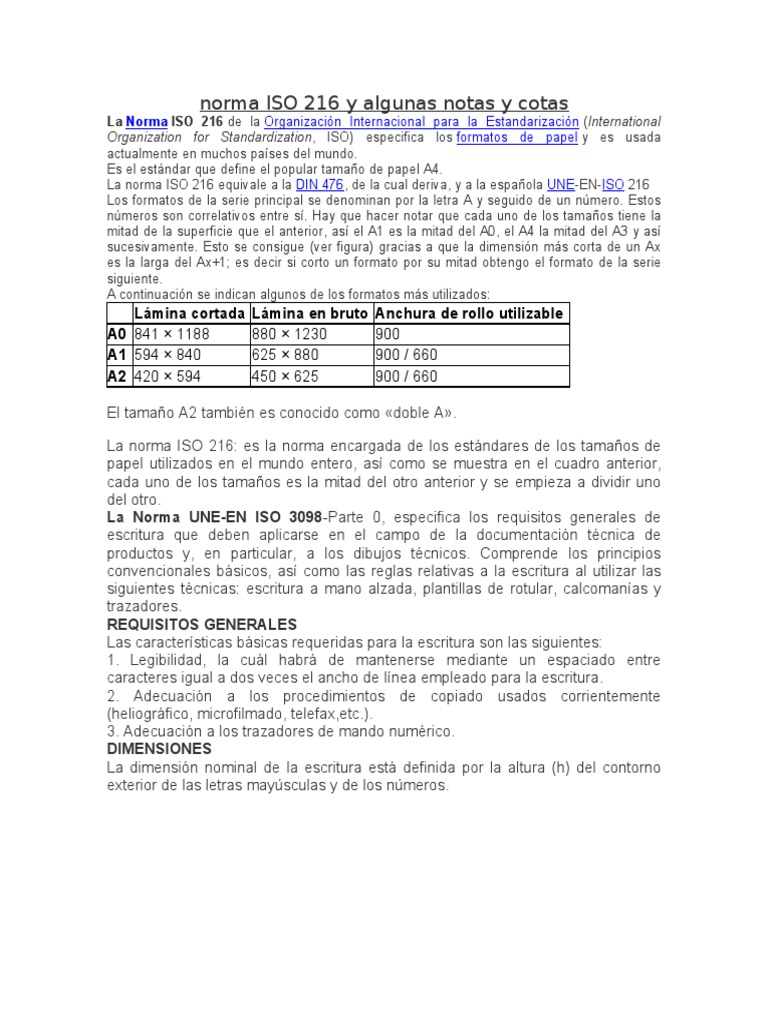 Norma ISO 216 | PDF | Dibujo | Escritura