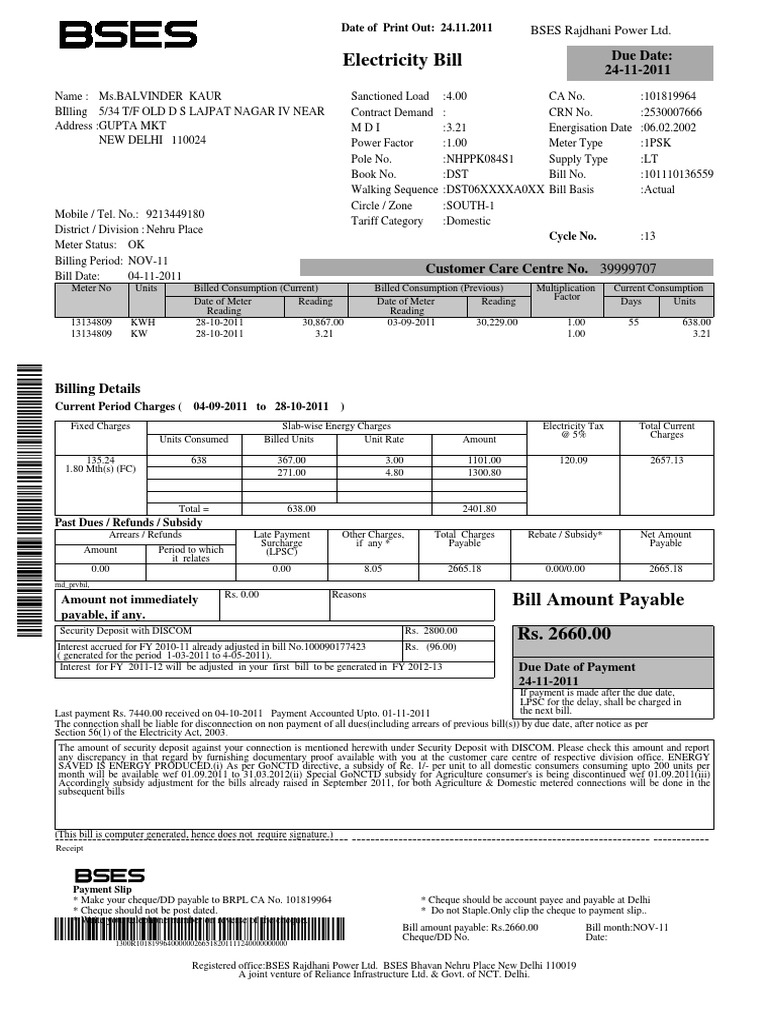 Idoc - Pub Electricity-Bill PDF | PDF | Cheque | Payments
