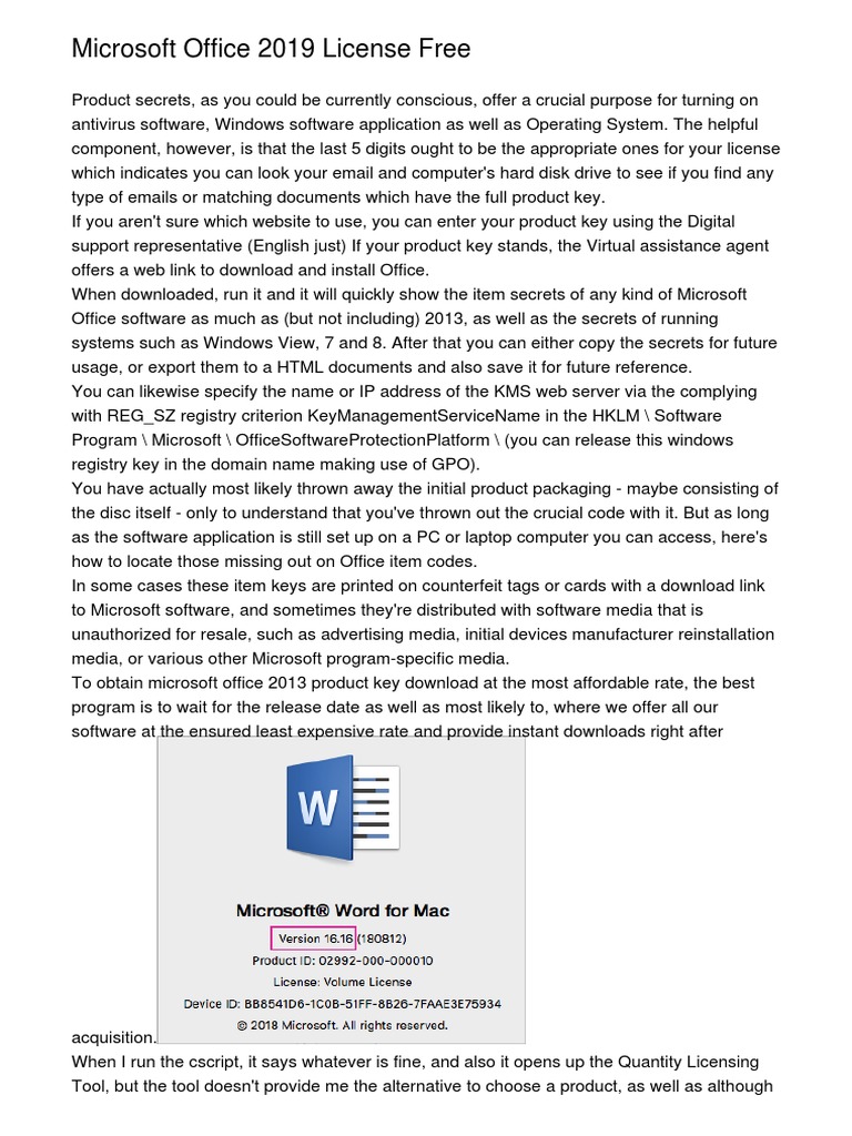 Microsoft Office 2019 License Free | PDF | Windows 7 | Microsoft Windows