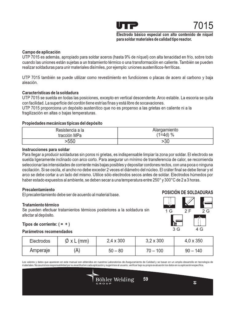 Aplicaciones y características del UTP 7015 | PDF | Soldadura ...