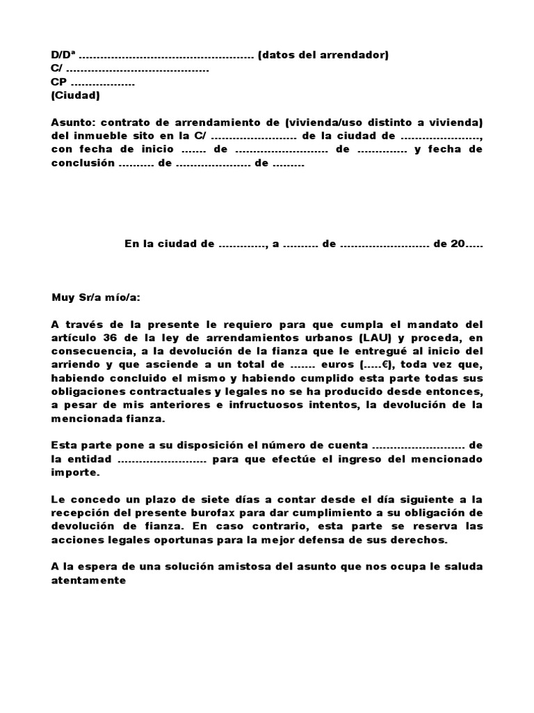 Solicitud de Devolucion de La Fianza | PDF