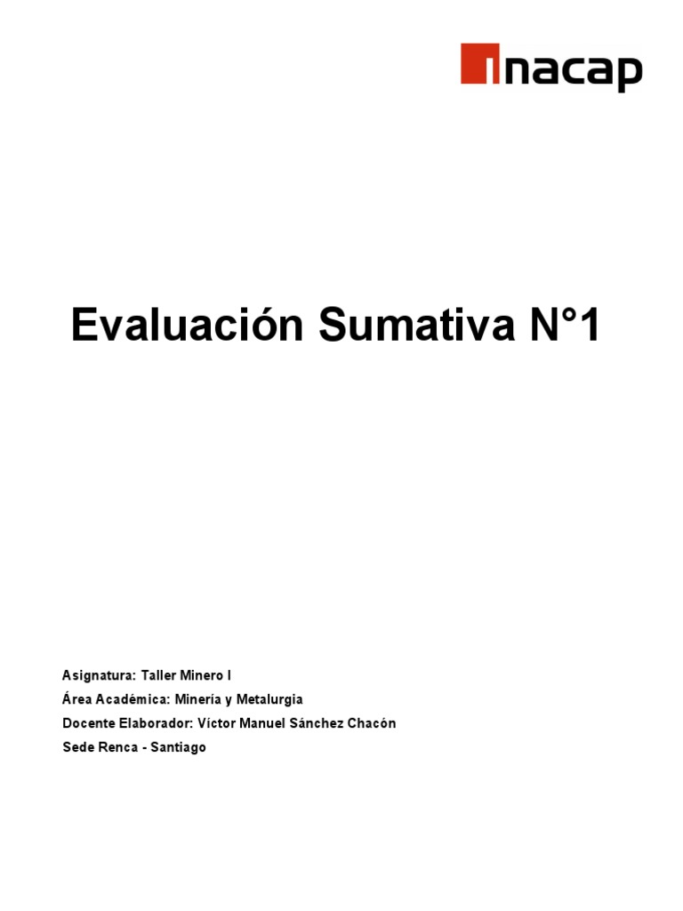 Evaluacion Sumativa 1 - TMI 2020-1 | PDF | Minería | Evaluación