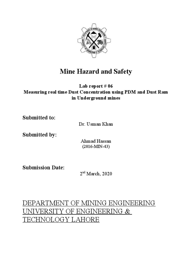 Mine Hazard and Safety Lab 06 DATA RAM and PDM | PDF | Particulates | Dust