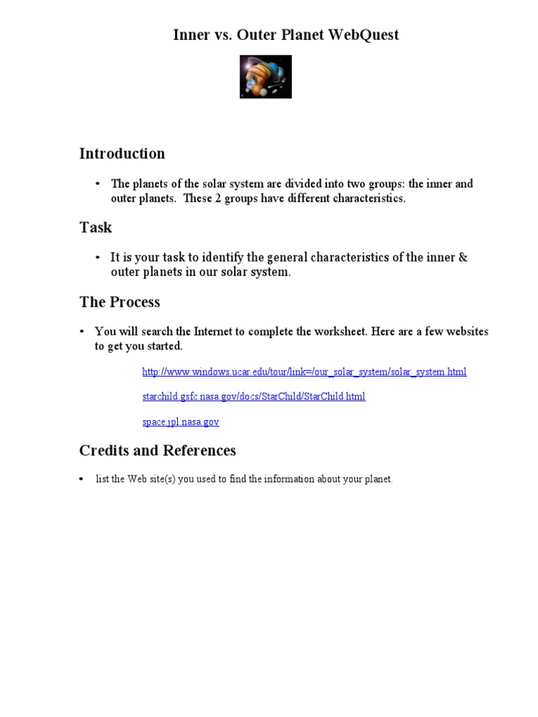 Solar System Webquest 5th Grade