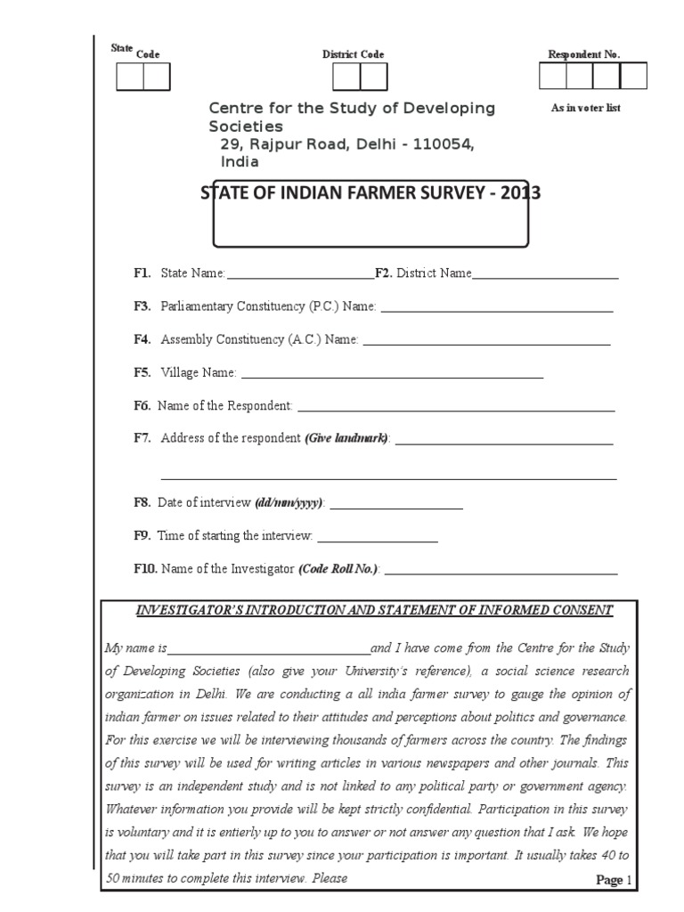 Farmer Survey Questionnaire English | PDF | Loans | Agriculture