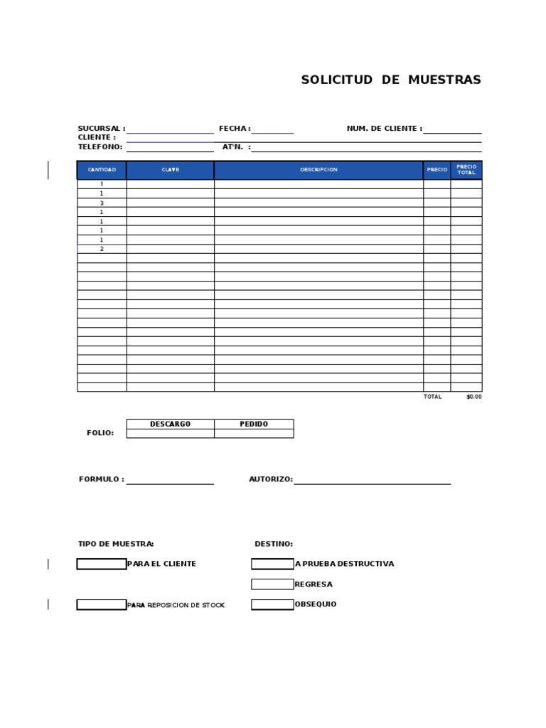 Solicitud de Muestras | PDF