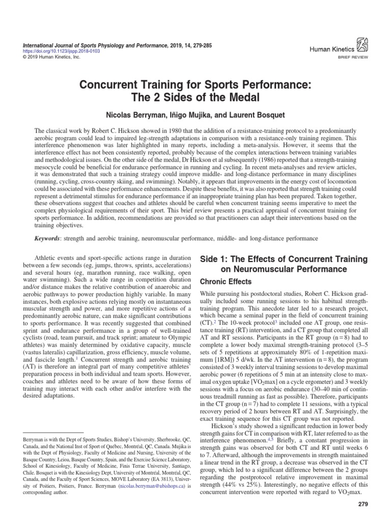 Concurrent Training For Sports Performance - The 2 Sides of The Medal ...