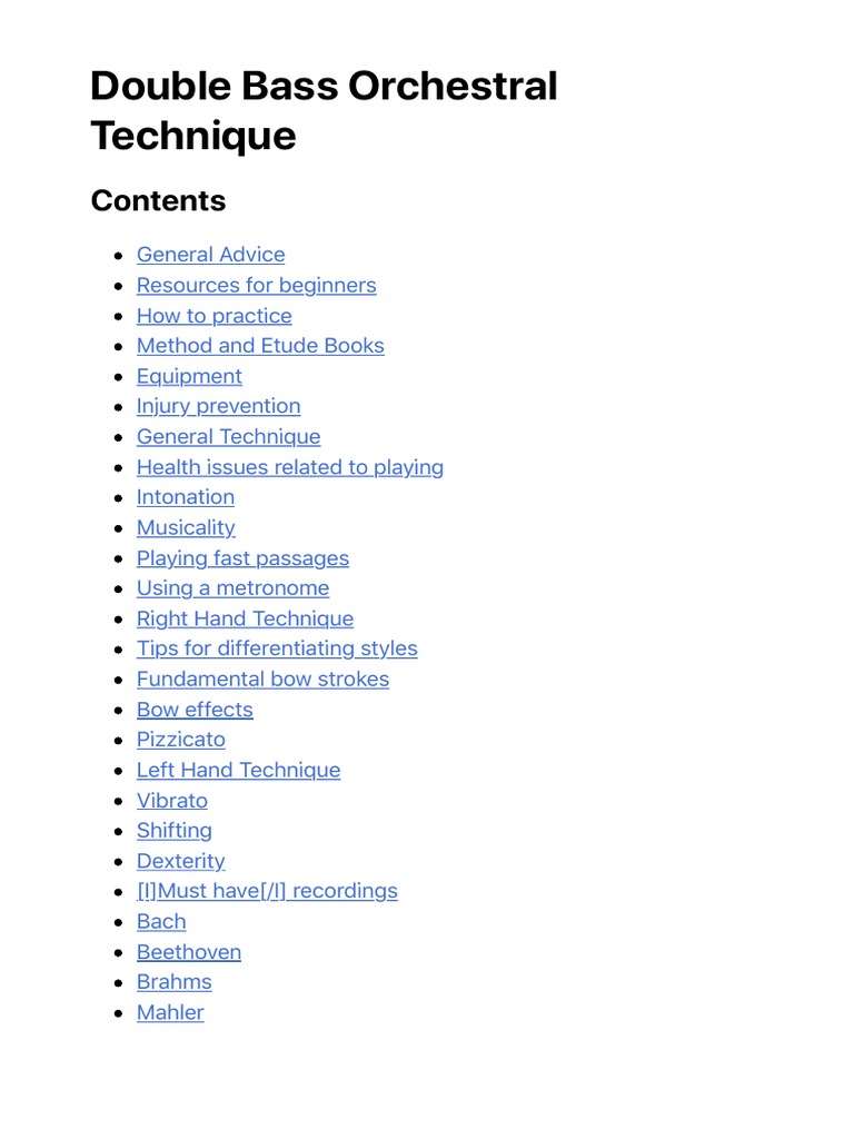 Double Bass Orchestral Technique | PDF | Double Bass | Suite (Music)