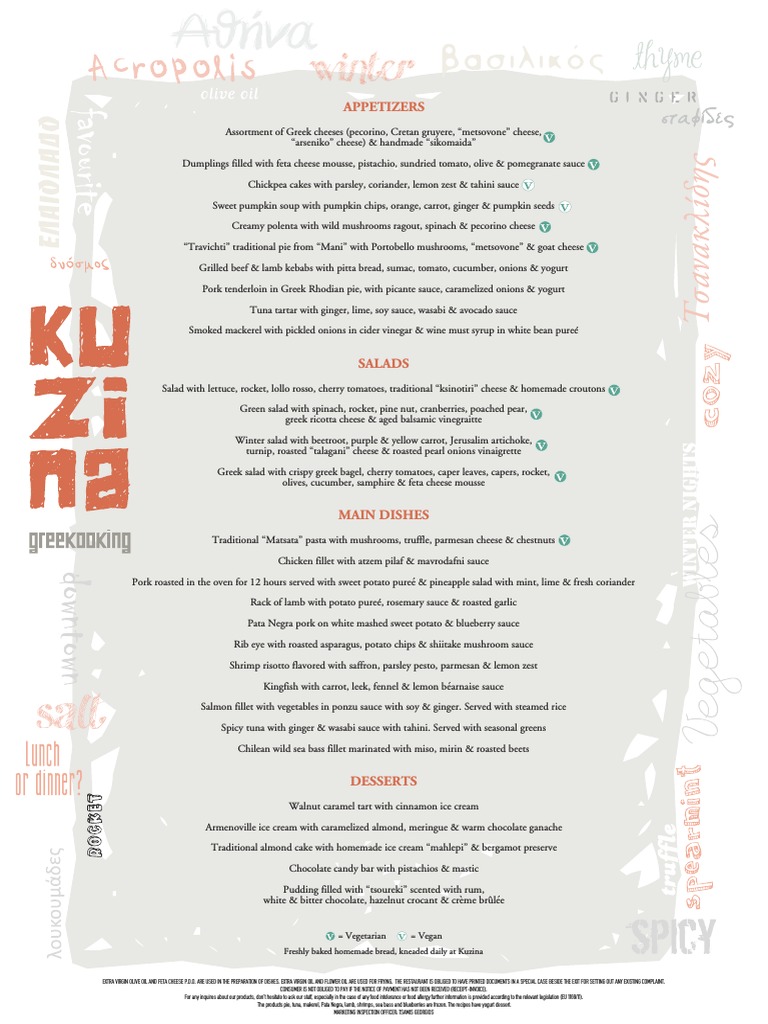 KUZINA MENU Winter 2019-2020 ENG SITE | PDF | Salad | Desserts