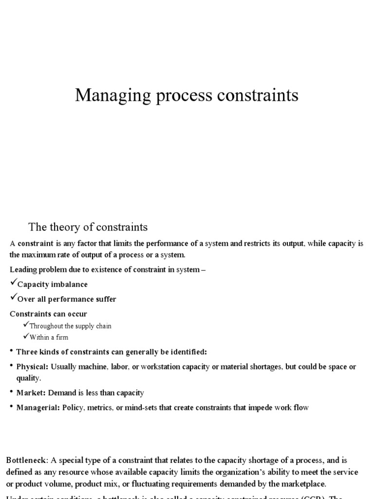 Managing Process Constraints | PDF | Inventory | Economies