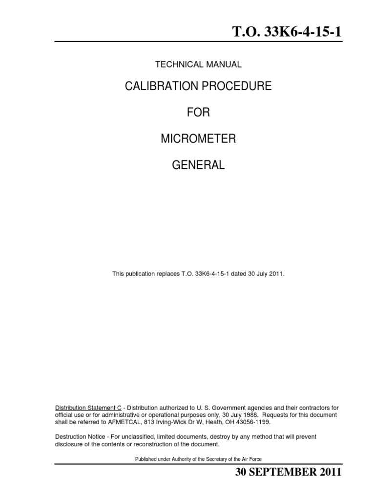 Micrometer Calibration Procedure Guide | PDF | Calibration | Equipment
