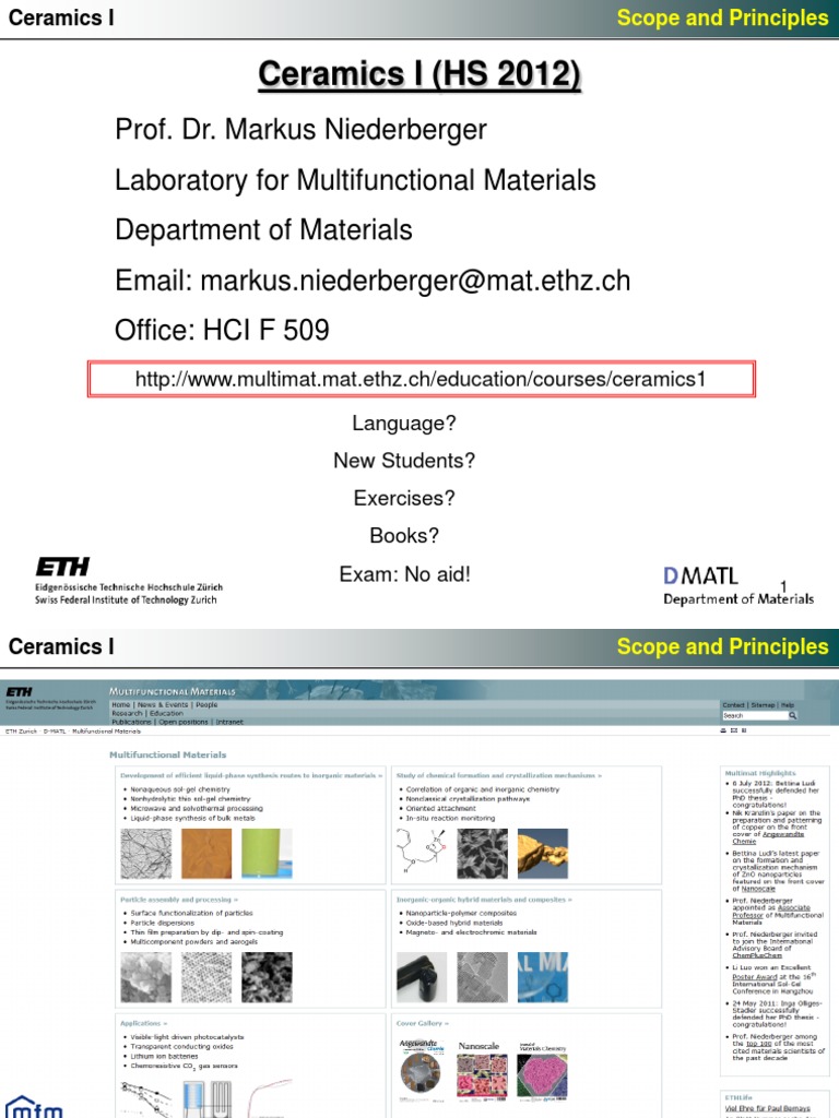 Ceramics I Lecture 0 Intro HS12 Lecture Note | PDF | Aluminium Oxide ...