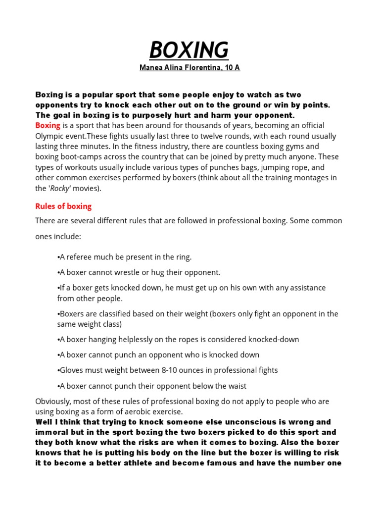 Box Essay | Download Free PDF | Combat | Hobbies