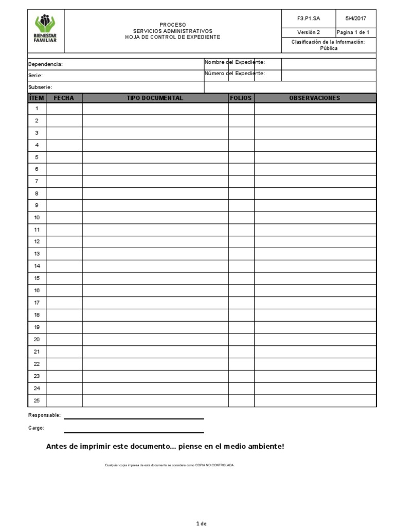 F3.p1.sa Formato Hoja de Control v2 | PDF