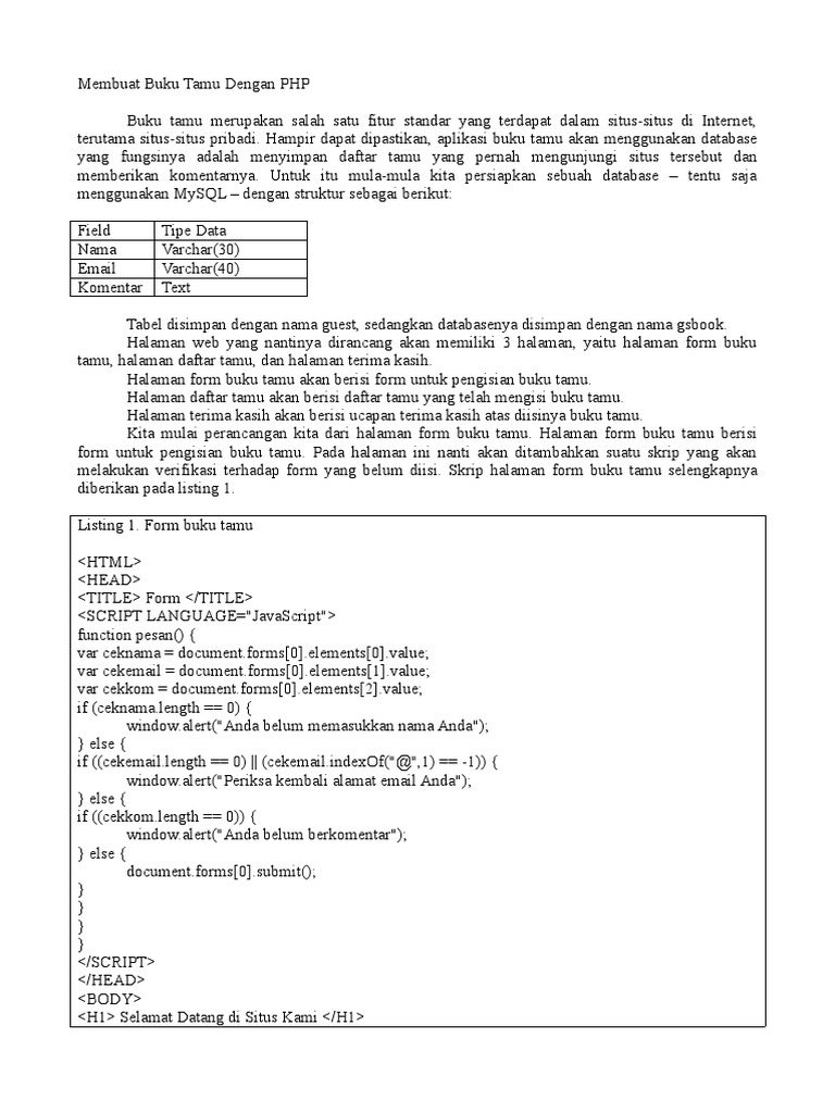 Membuat Buku Tamu Dengan PHP | PDF | Komputer