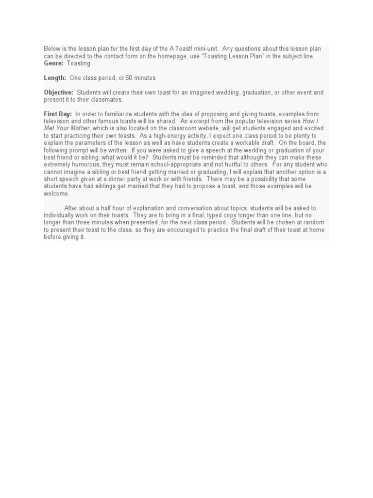 Toast | Download Free PDF | Gratitude | Lesson Plan