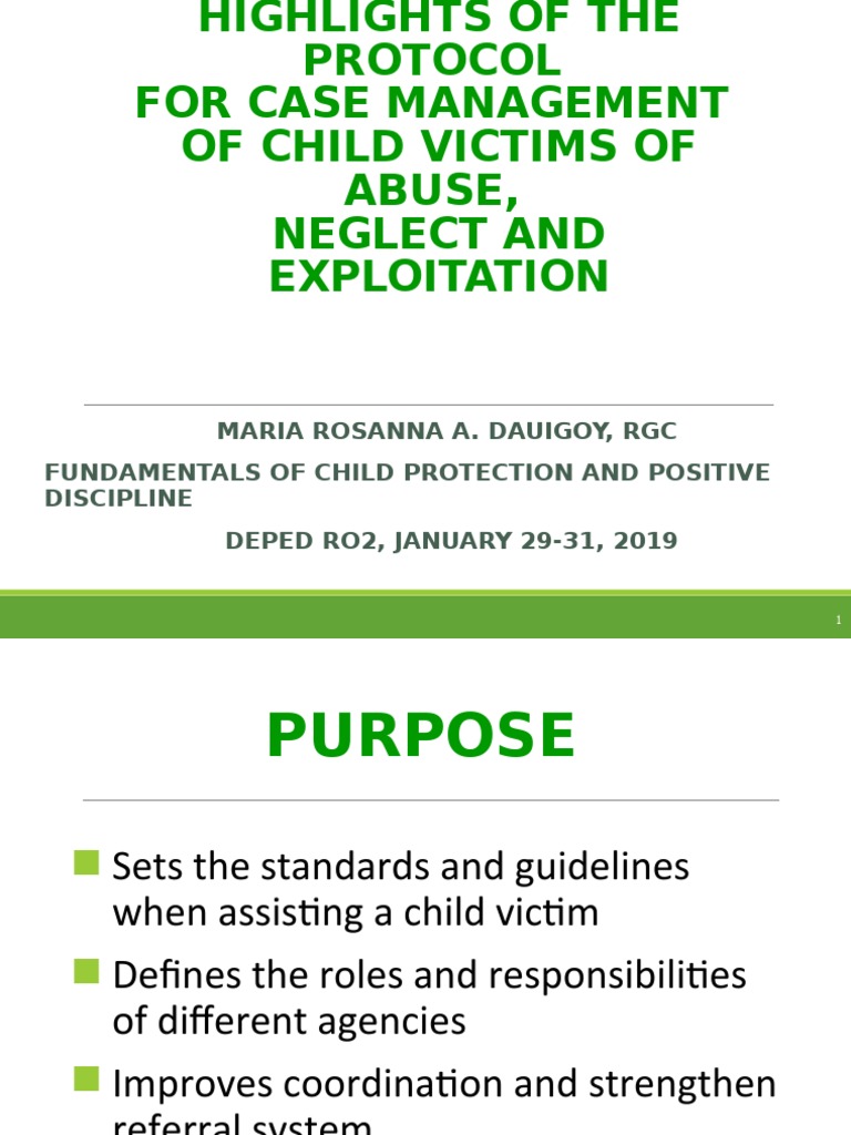 Module 4. Session 1. Activity 3. Protocol For Management of Child Abuse ...