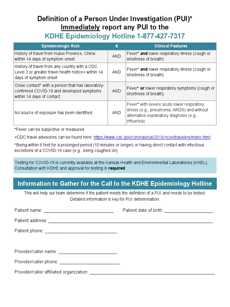 PUI Information Collection | PDF | Respiratory Diseases | Diseases And ...