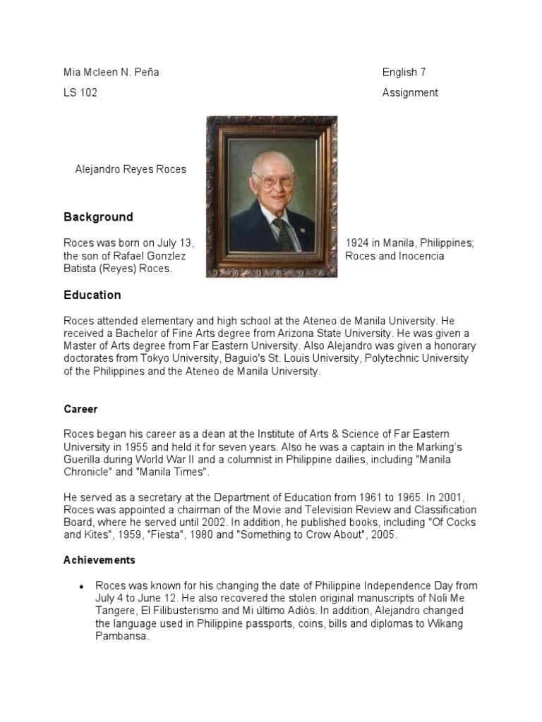 Alejandro Reyes Roces | Download Free PDF | Philippines
