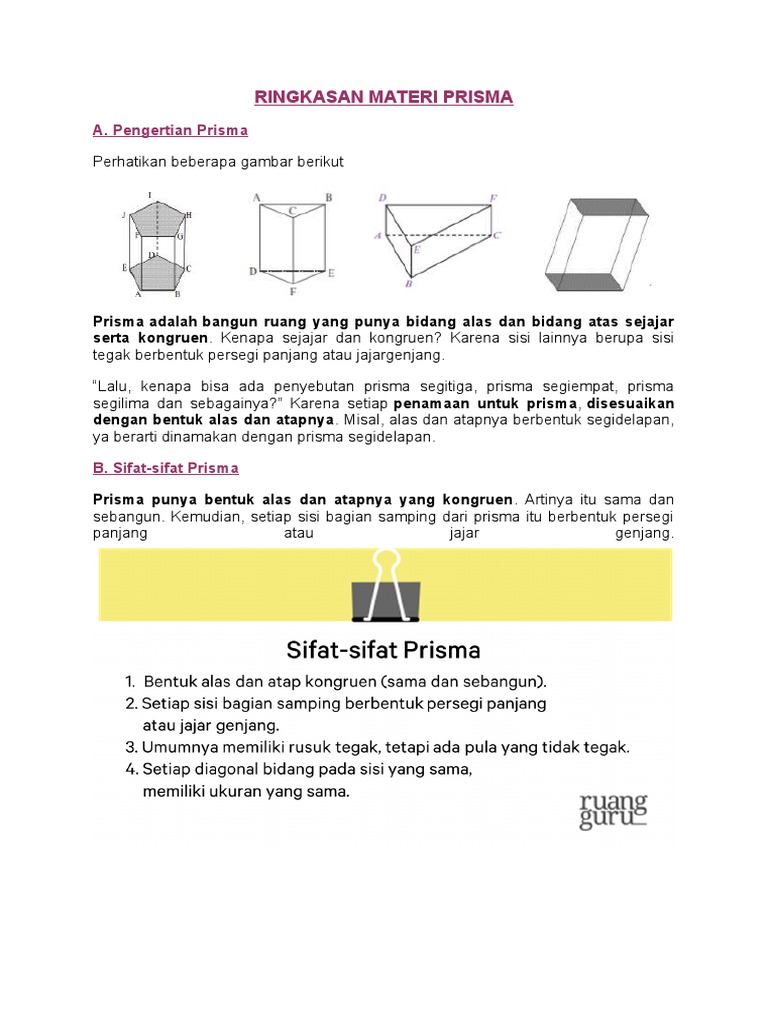 Ringkasan Materi Prisma | PDF