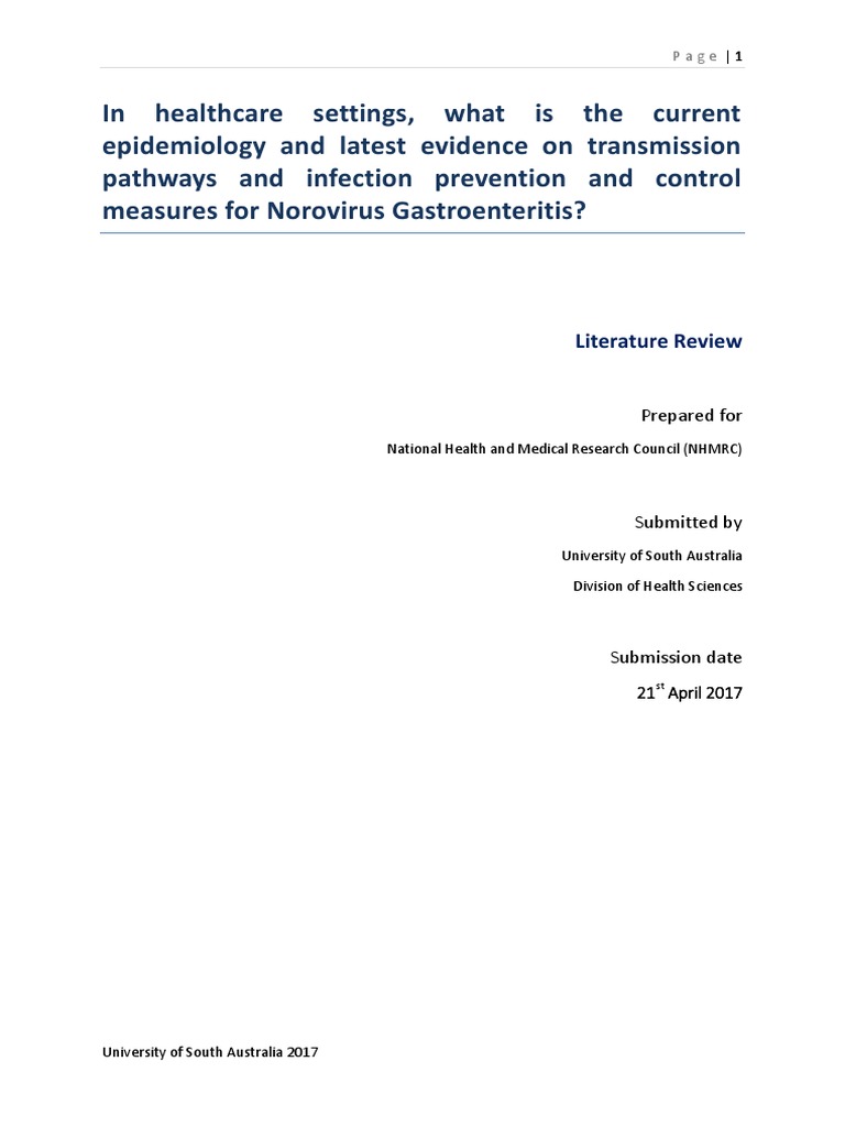 Norovirus Literature Review PDF | PDF | Infection Control | Reverse ...