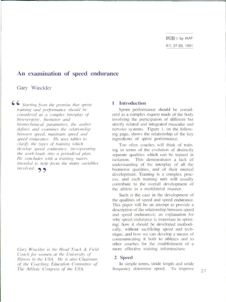 Understanding Speed Endurance in Sprinting | PDF | Aerobic Exercise ...